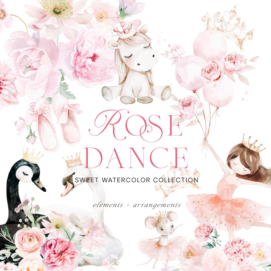 Watercolor Cute Ballerina Clipart - Dusty Rose Ballerina - Balet ...