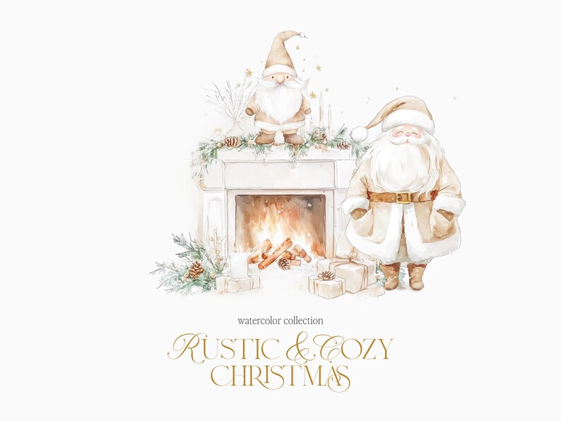 Watercolor Rustic Christmas Clipart - Rustic Cozy Winter Collection ...