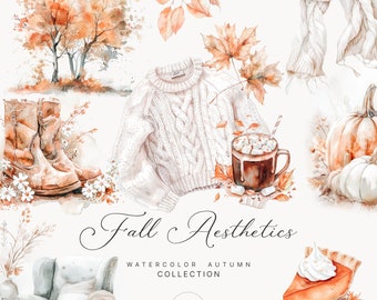 Watercolor Fall Clipart - Fall Aesthetics Clipart - Fall Clipart ...