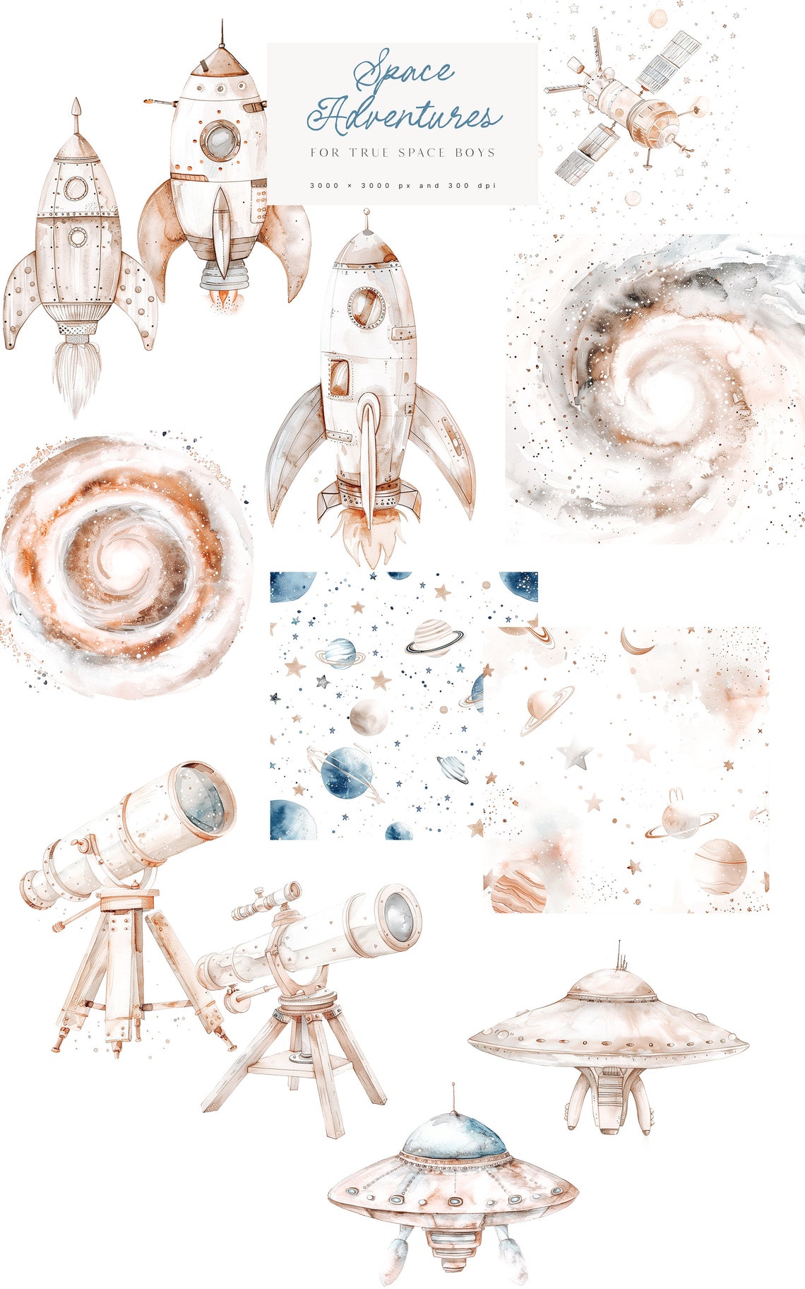Space Clipart - Astronaut Clipart - Astronaut Boy Clipart - Watercolor ...