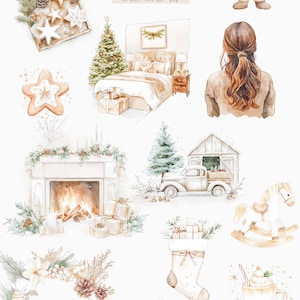 Watercolor Rustic Christmas Clipart - Rustic Cozy Winter Collection ...
