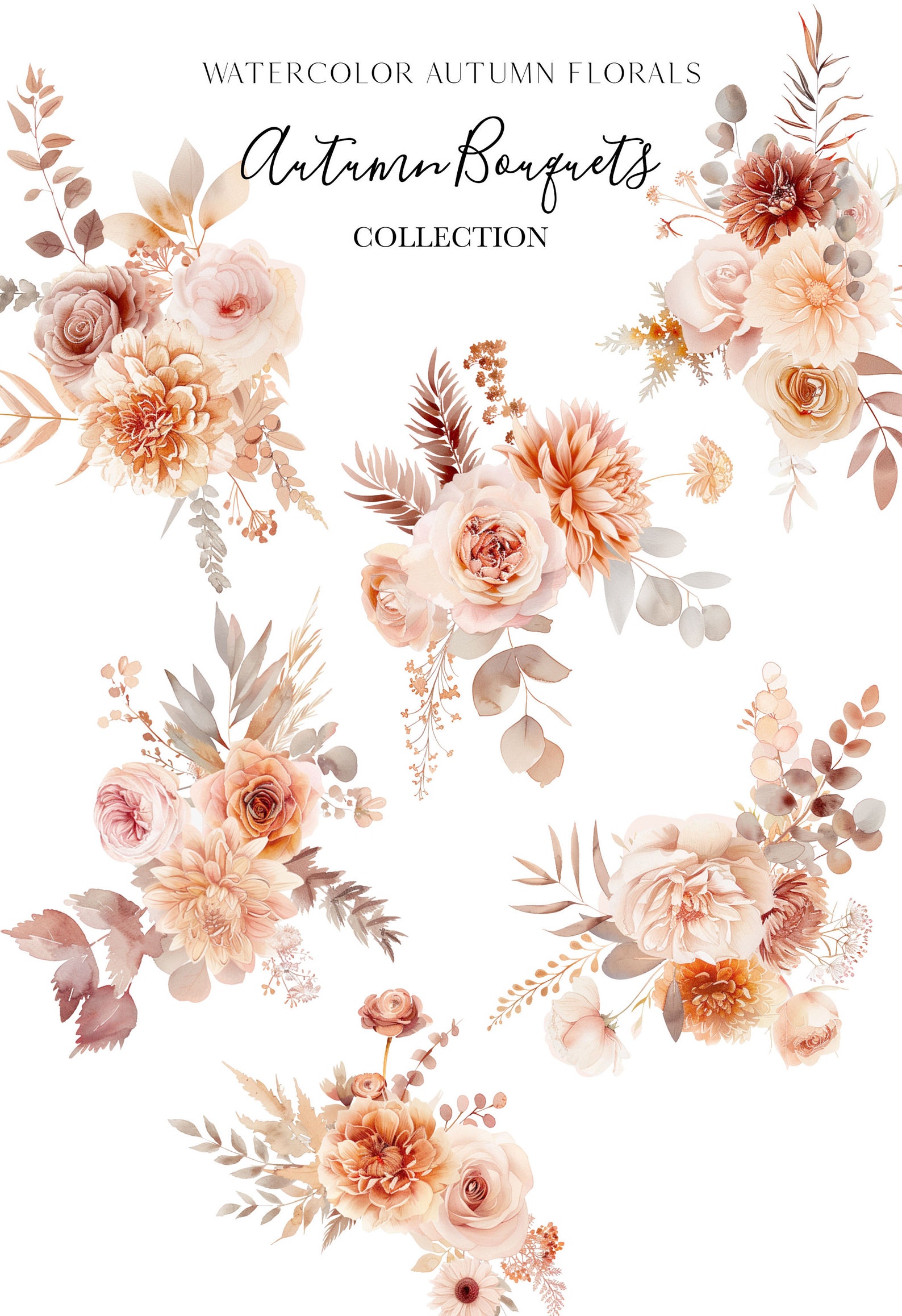 Autumn Bouquet Clipart - Fall Florals - Watercolor Collection ...