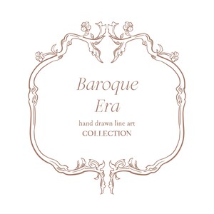Baroque Era Mocha Mousse Line Art Collection - Rococo Line Art ...