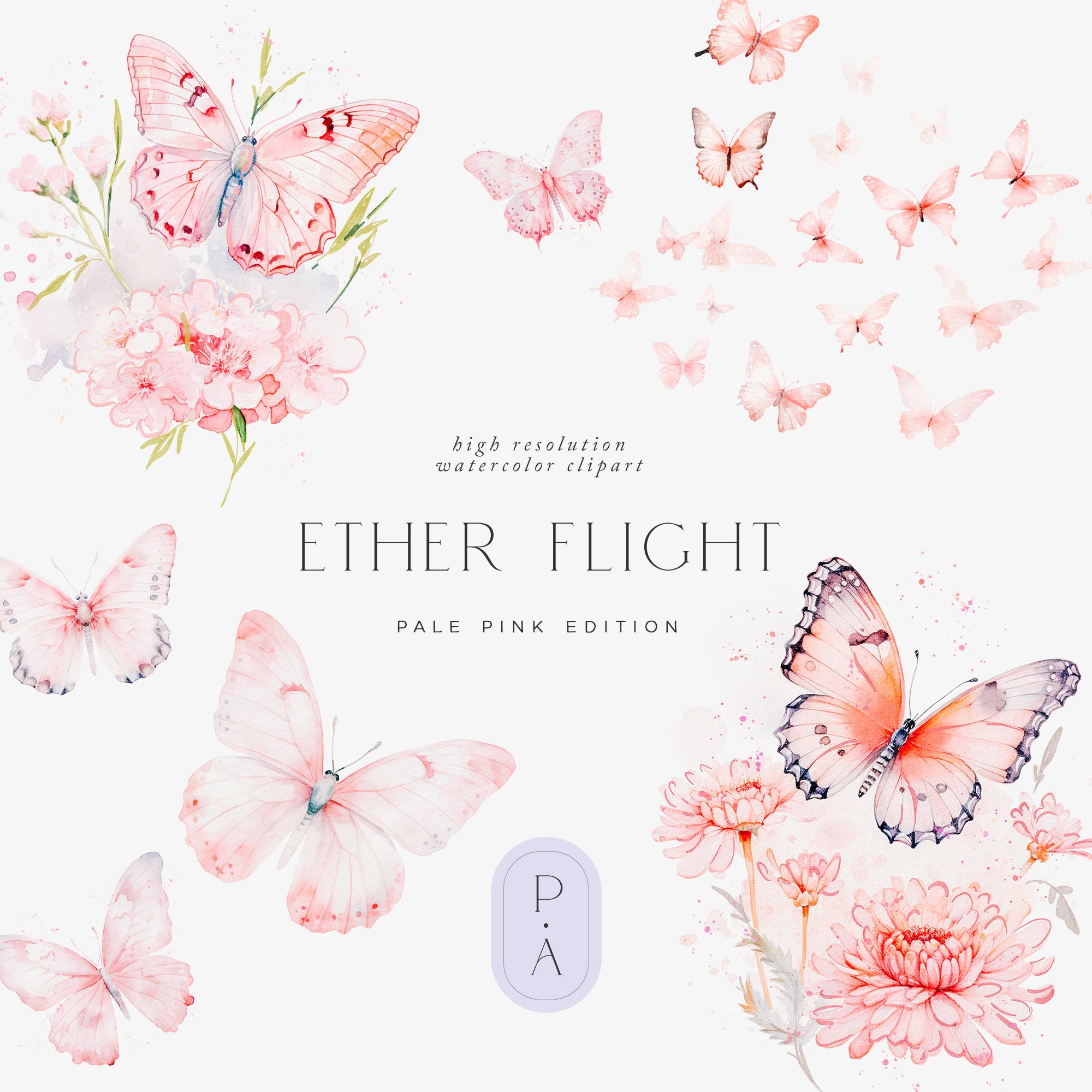 Watercolor Butterflies Clipart Stickers Clipart Watercolor Clipart ...