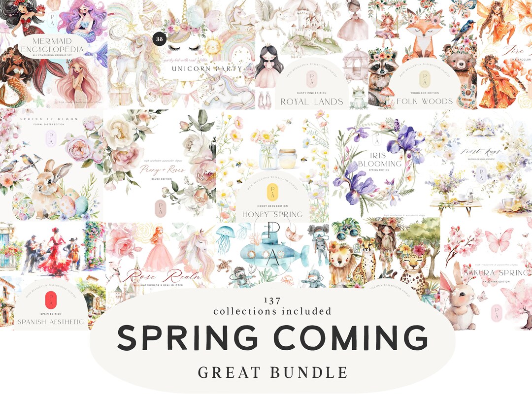 Watercolor Huge Spring Bundle - Nursery and Kids Party Bundle - Pangea ...