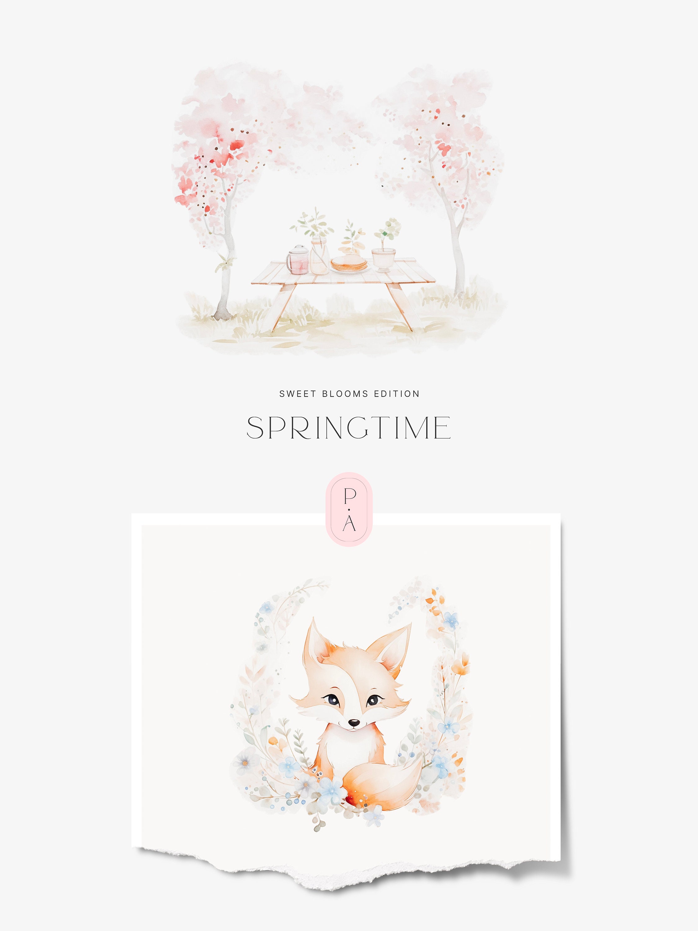 Spring Watercolor Clipart - Spring Landscapes - Cute Spring Animals ...