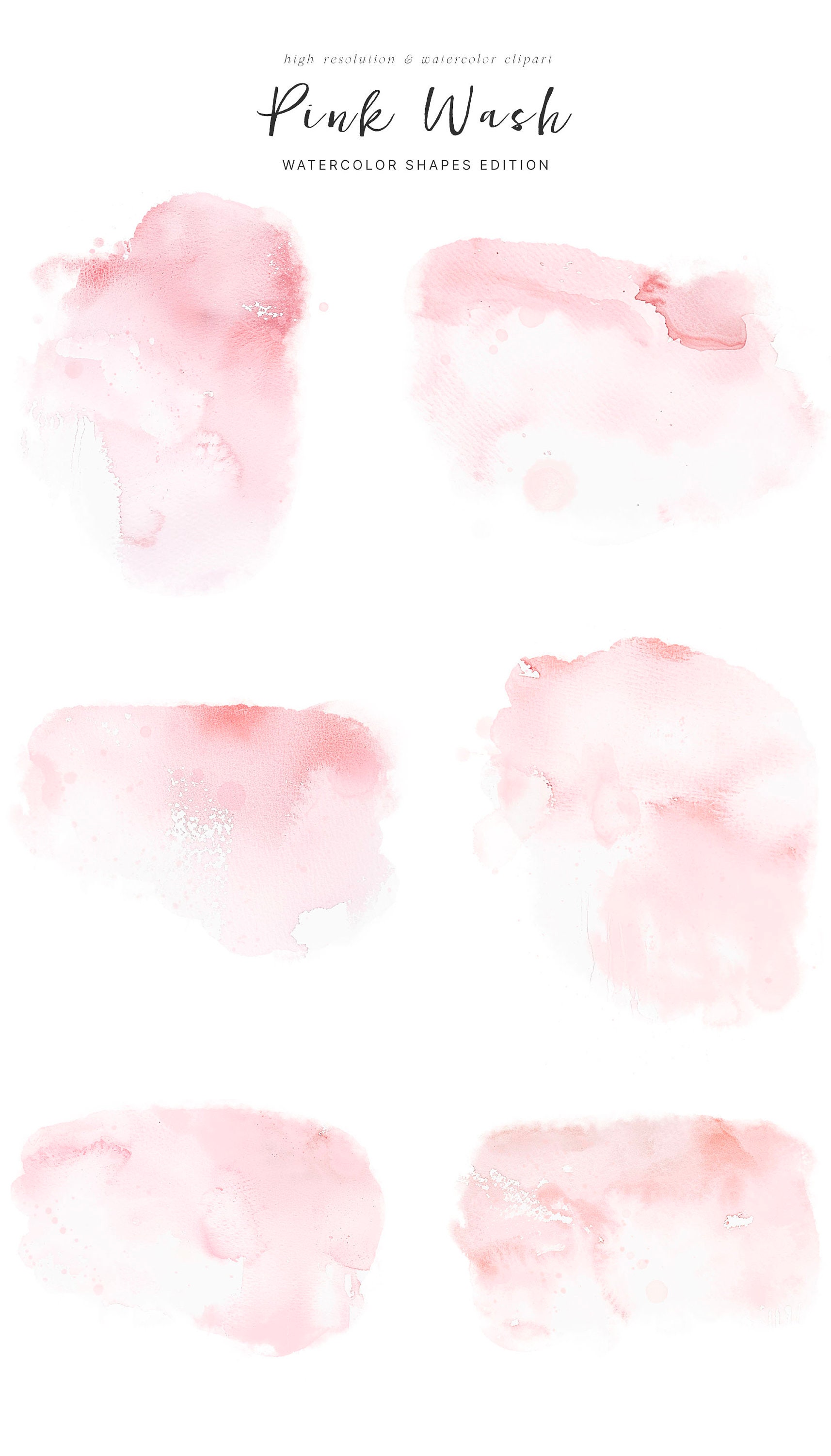 Pink Washes Watercolor Clipart Set Pink Shapes Watercolor Shapes Pink ...