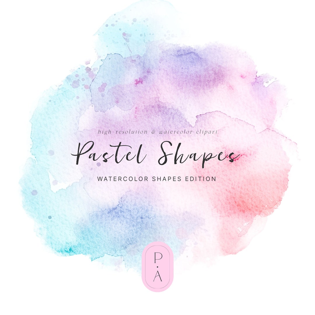 Pastel Shapes Watercolor Clipart - Pastel Washes - Watercolor Splashes ...