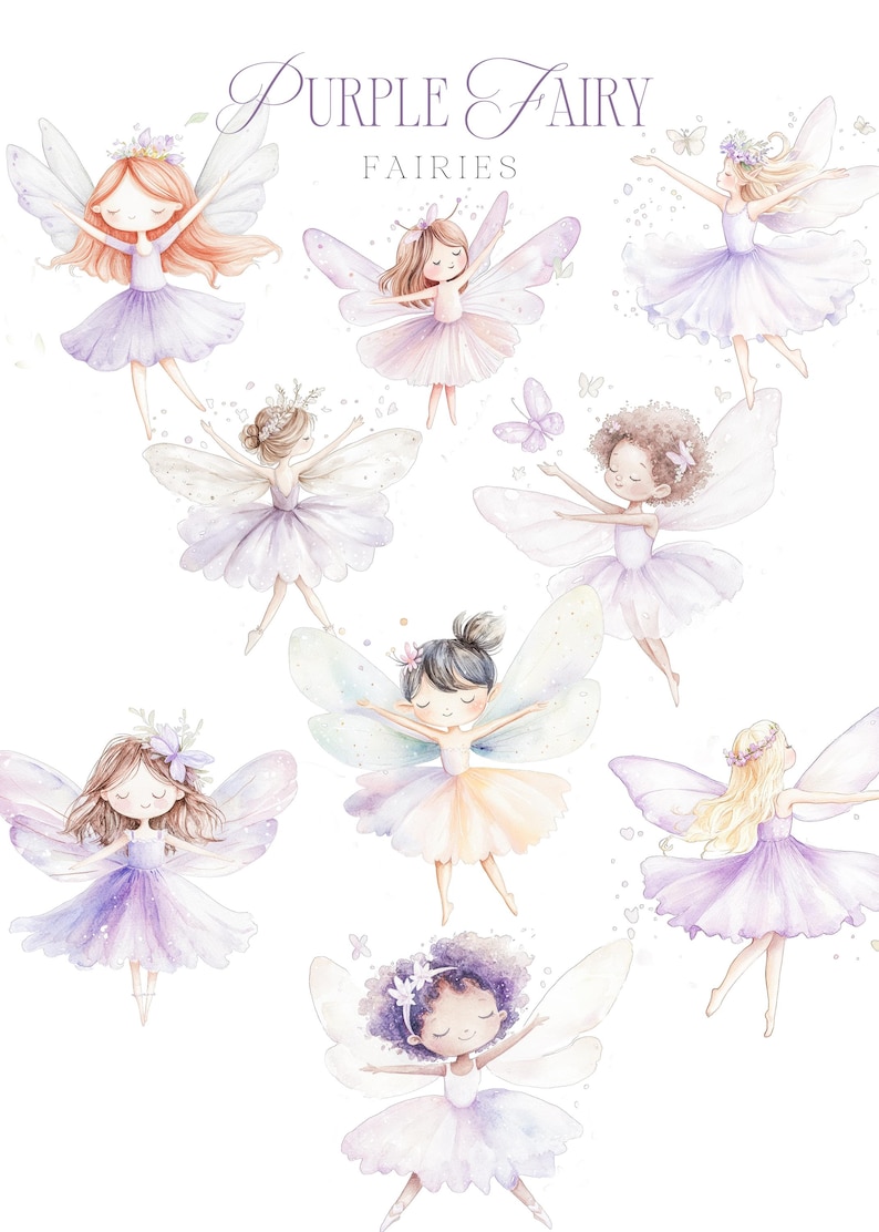 Watercolor Purple and Violet Fairy Nursery Collection - Fairy Party ...