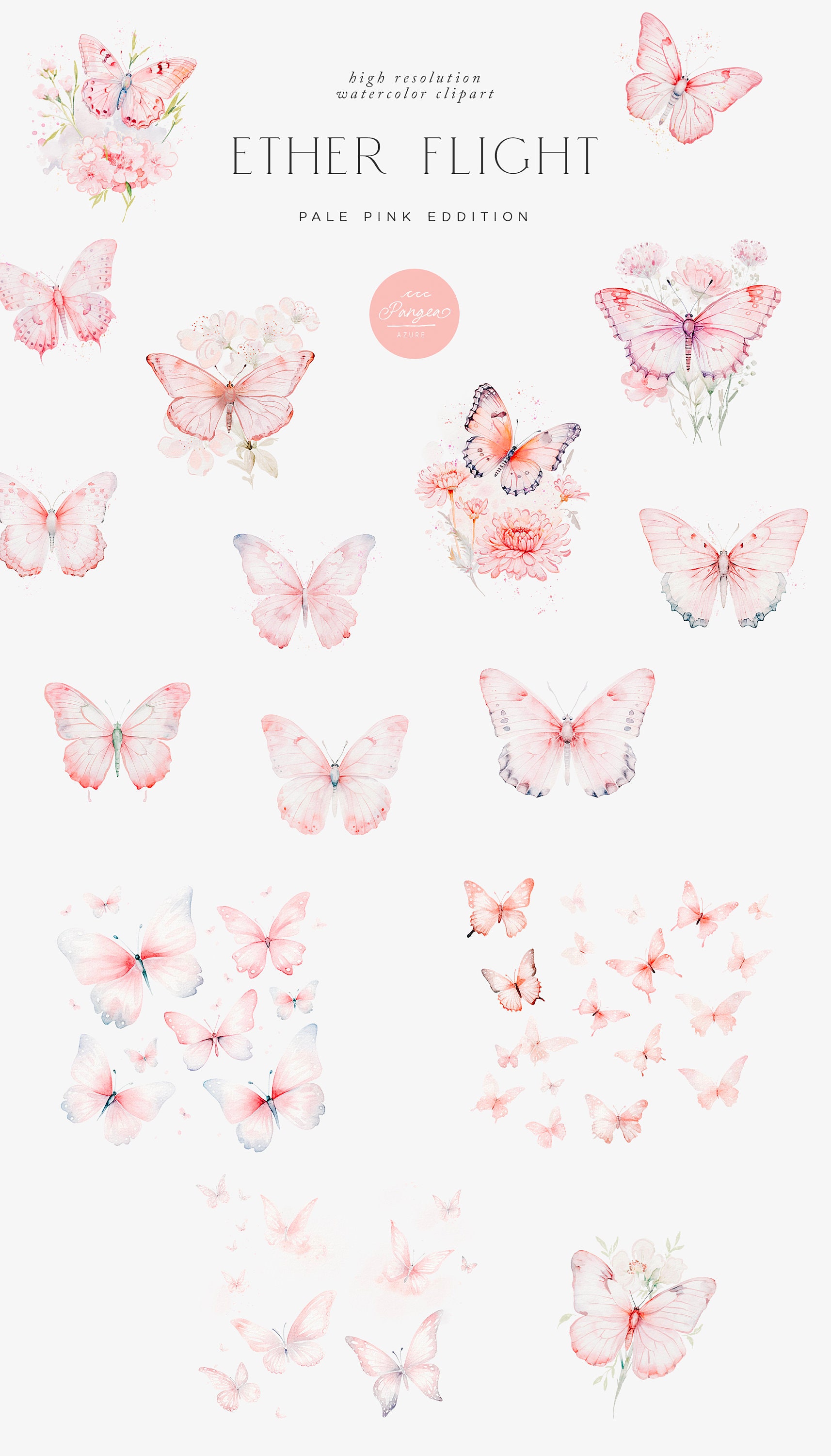 Watercolor Butterflies Clipart Stickers Clipart Watercolor Clipart ...