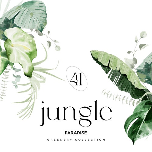 Tropical Jungle Watercolor Clipart Tropical Leaves - Etsy