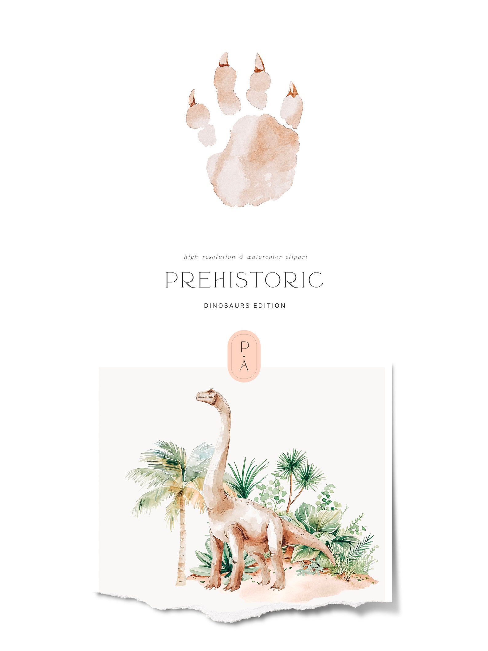 Dinosaur Watercolor Clipart Set - Prehistoric Clipart - Watercolor ...