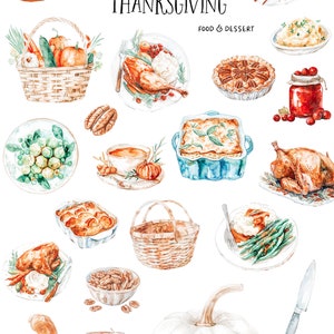 Thanksgiving Watercolor Clipart - Harvest Clipart - Turkey Clipart ...