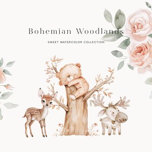 Watercolor Boho Woodland Animals - Watercolor Collection - Boho Nursery ...