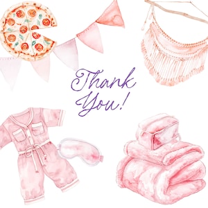 Slumber Party Clipart Set - Pajama Party Clipart - Watercolor Party ...