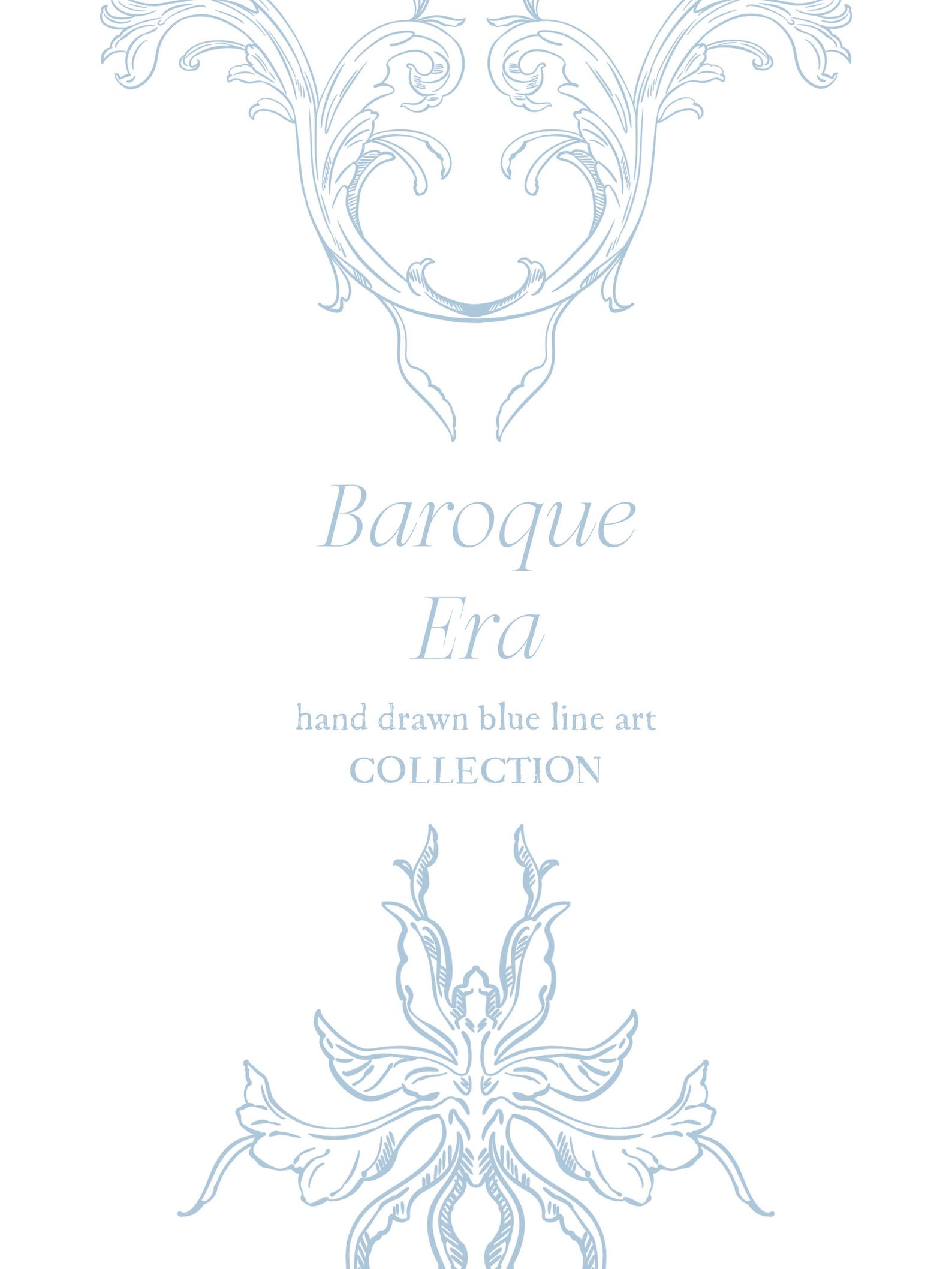Blue Line Art Baroque Clipart Collection - Rococo Clipart - Rococo Line ...
