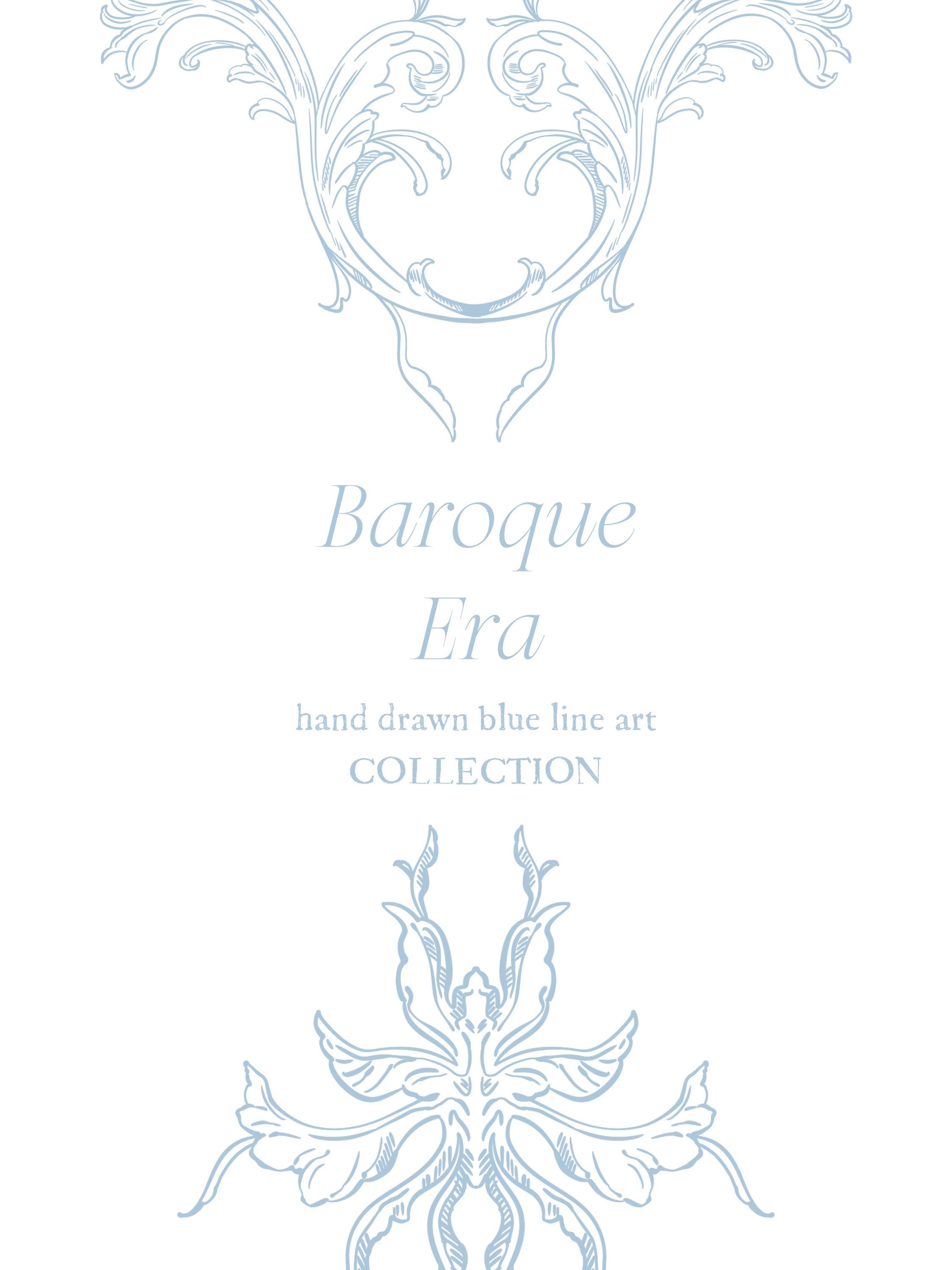 Blue Line Art Baroque Clipart Collection - Rococo Clipart - Rococo Line ...