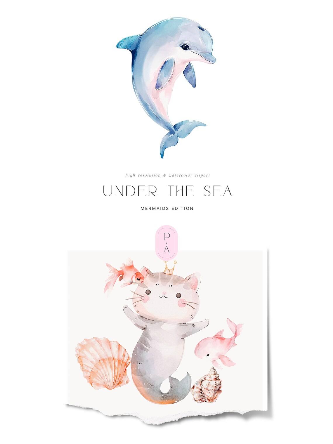 Watercolor Mermaids Clipart Underwater Clipart Nursery Cute Mermaids ...