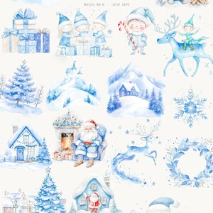 Blue Christmas Clipart - Santa's Village - Cute Christmas - Cute ...