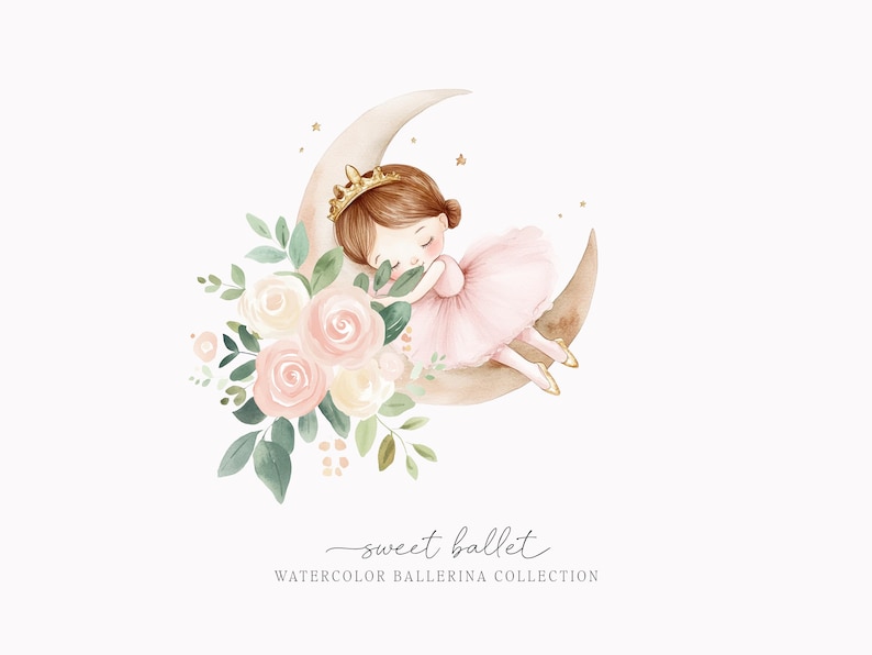 Watercolor Ballerina Clipart - Cute Ballerina Collection - Nursery ...