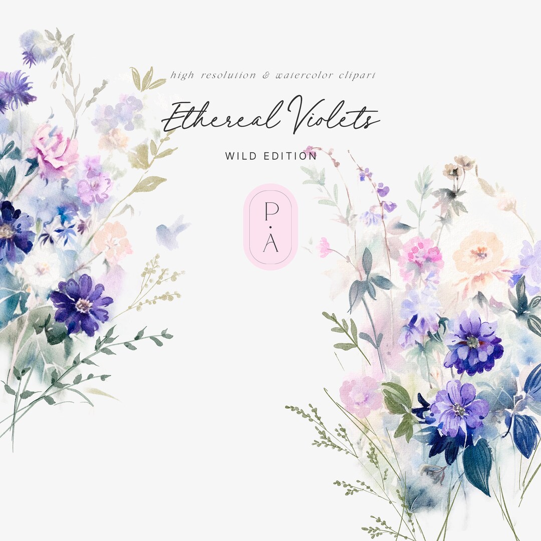 Watercolor Violet Clipart - Spring Violet Clipart - Violet Flowers ...