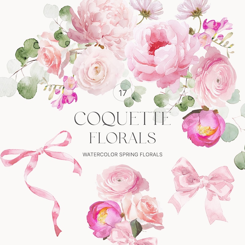 Coquette Floral Clipart - Etsy