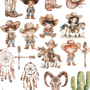 Cute Cowboys Watercolor Clipart - Watercolor Cowboys - Western Clipart ...