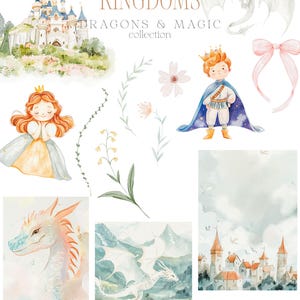 Cute Dragon & Kingdom Clipart - Prince and Princesses - Dragons ...