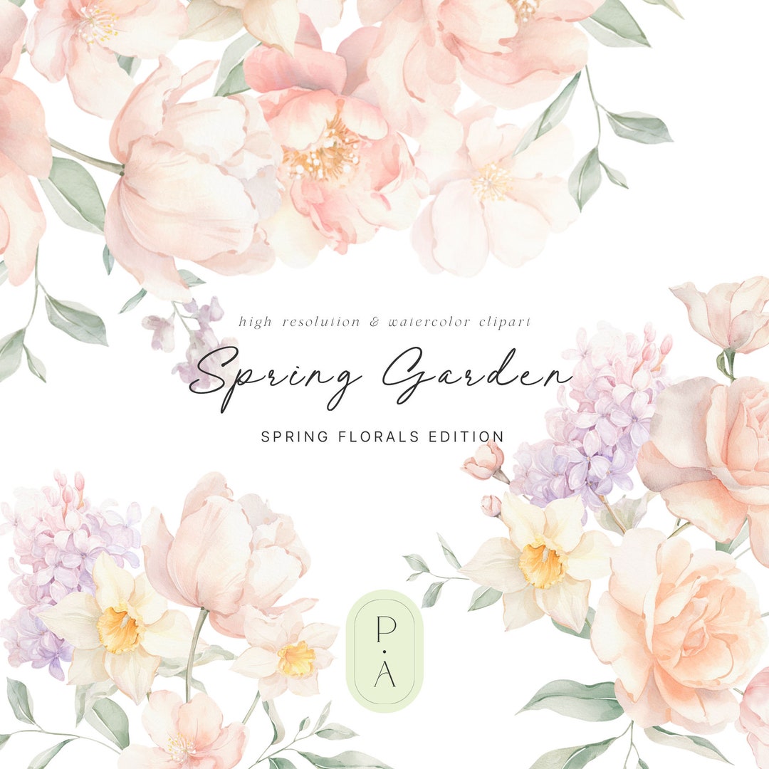 Watercolor Spring Florals Clipart - Floral Bouquets - Arrangements ...