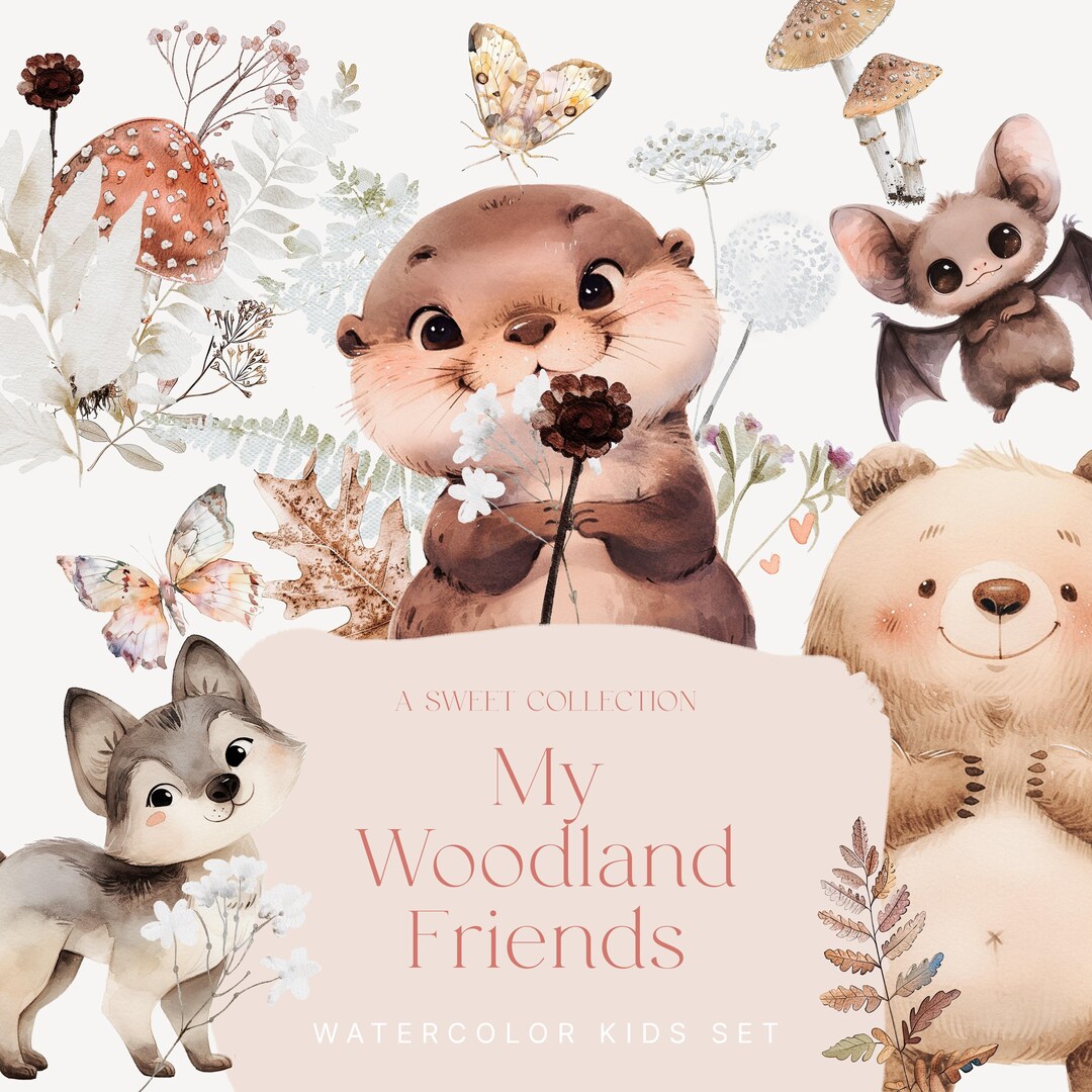 Watercolor Boho Woodland Animals Clipart Collection - Forest Animals ...