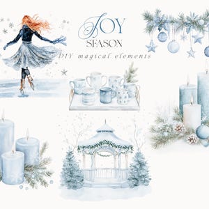 Watercolor Dusty Blue Winter and Christmas Modern Collection - Girl ...