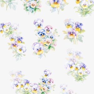 Pansy and Violets Watercolor Clipart - Watercolor Pansy - Violet Pansy ...
