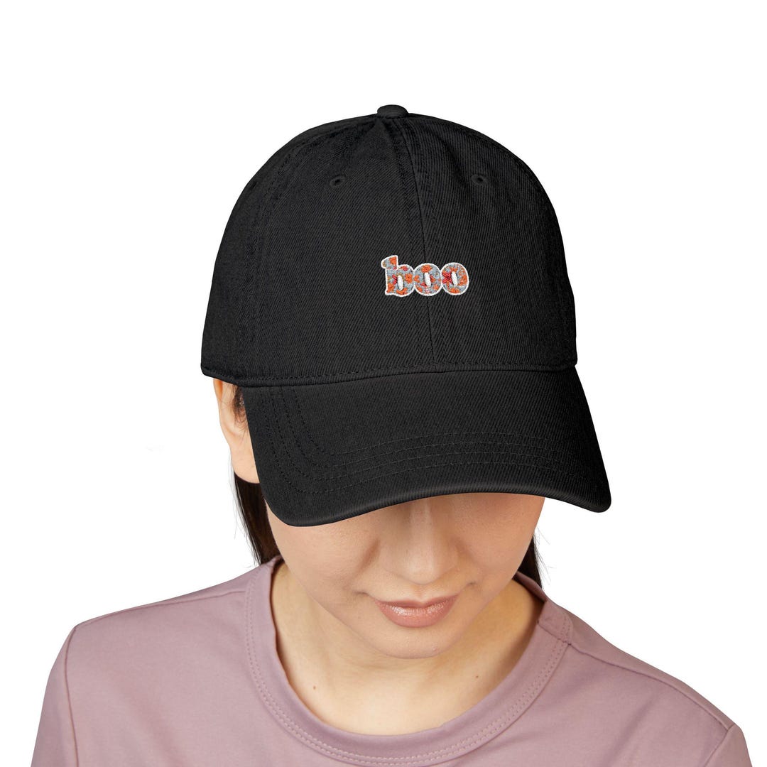 Embroidered "boo" Denim Hat, Halloween Floral Autumn Fashion Accessory ...