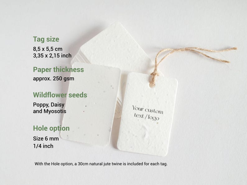 Customizable Plantable Hang Tags, Seed Paper Gift Tags Personalized ...