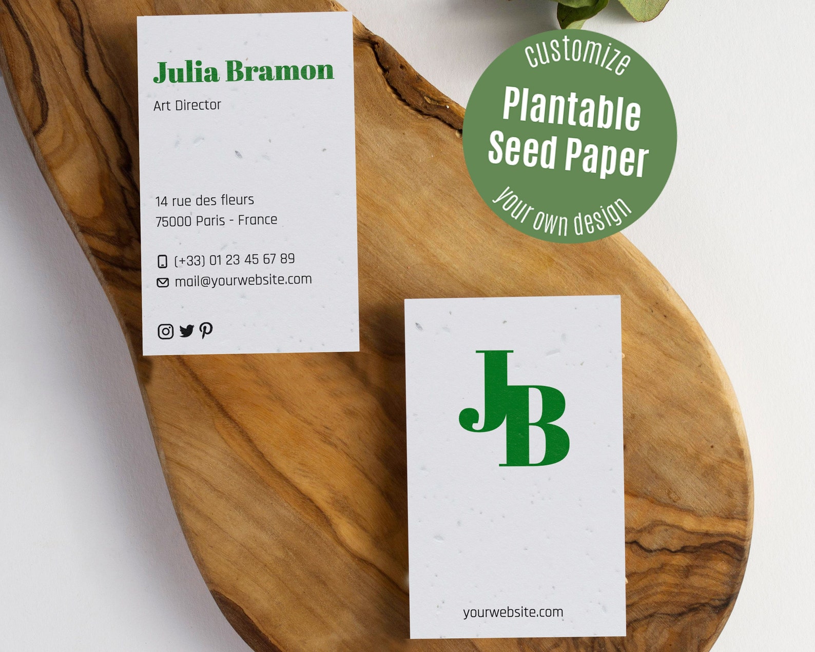 Plantable Business Card, Custom Card, Personalized Seed Paper Cards ...