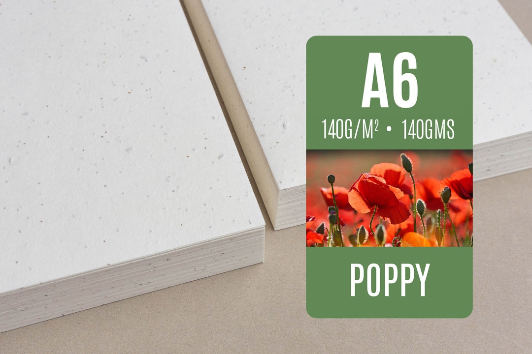 Seed Paper A6 Poppy Bulk of Blank Plantable Seeded Paper Sheets ...