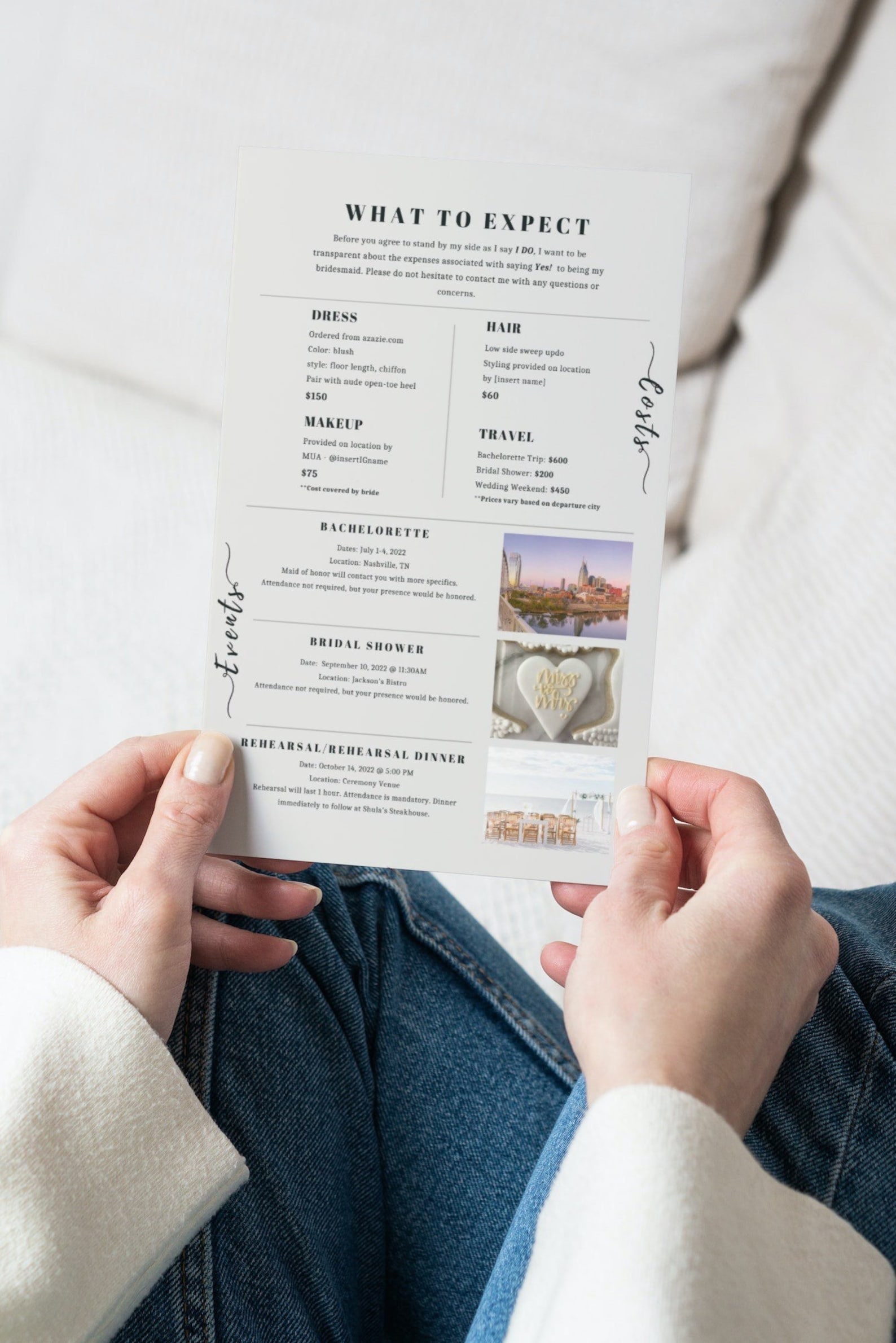 Bridesmaid Expectations Card - Etsy