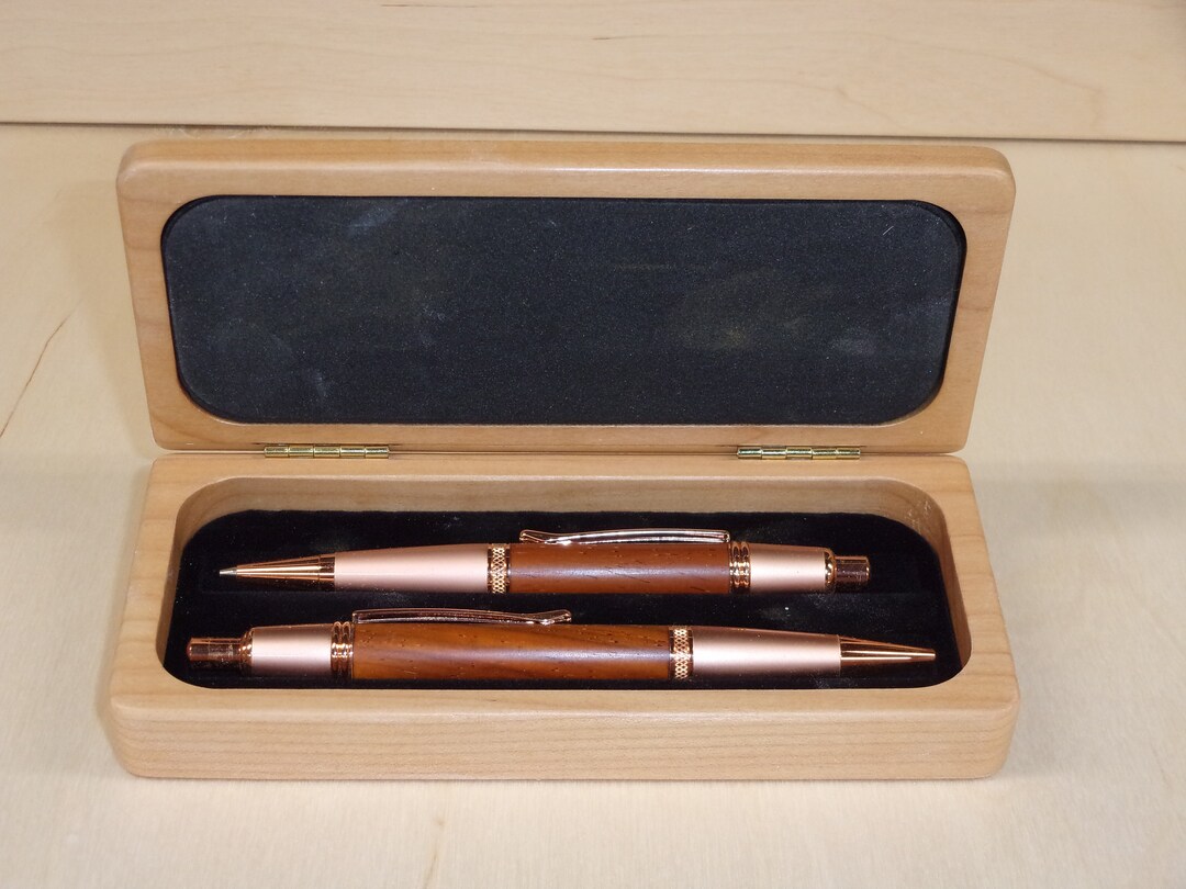 Wood Pen and Pencil Set With Wood Case - Etsy