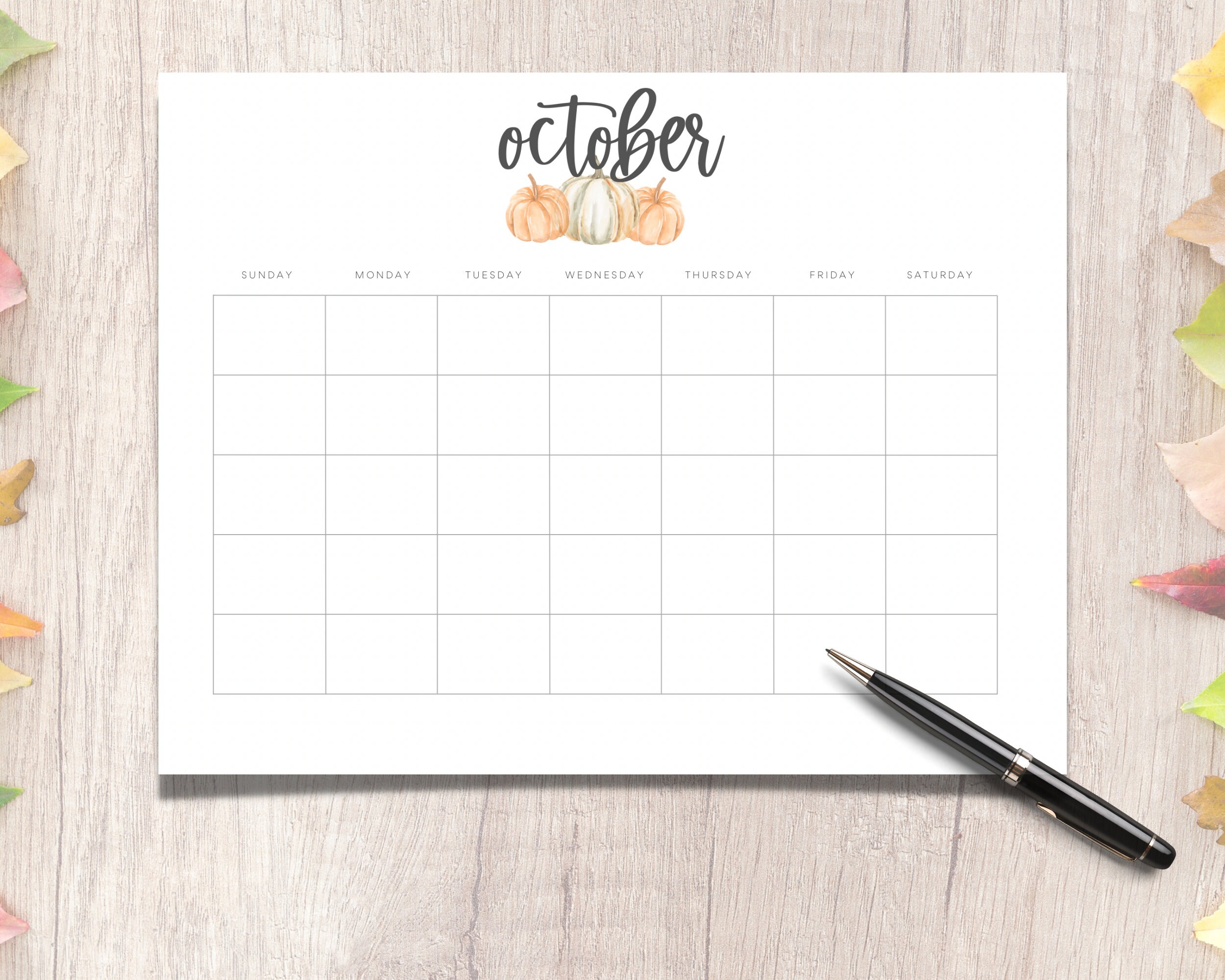 Printable October Calendar Letter A4 A5 Simple 2022 - Etsy