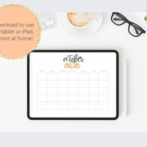 Printable October Calendar Letter A4 A5 Simple 2022 - Etsy
