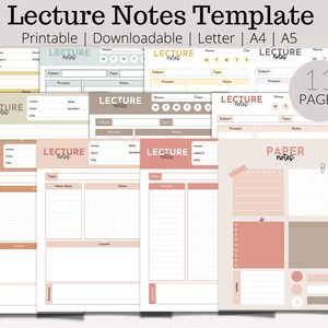 Lecture and Study Notes Template Printable Downloadable - Etsy