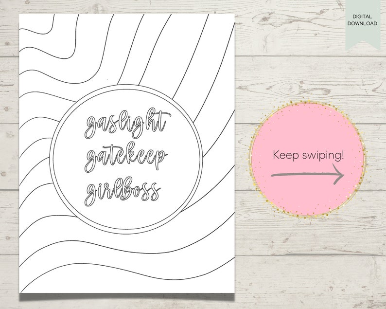 Printable Adult Coloring Pages Gen Z Millennial - Etsy