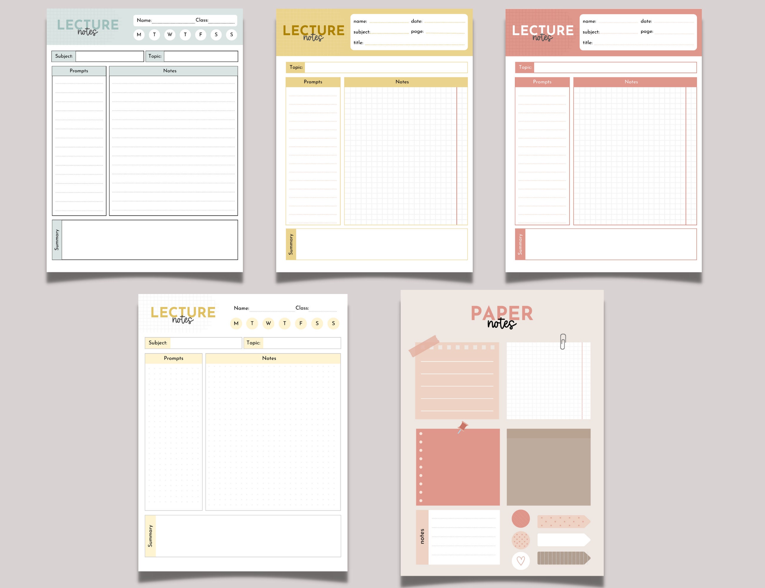 Lecture and Study Notes Template Printable Downloadable - Etsy