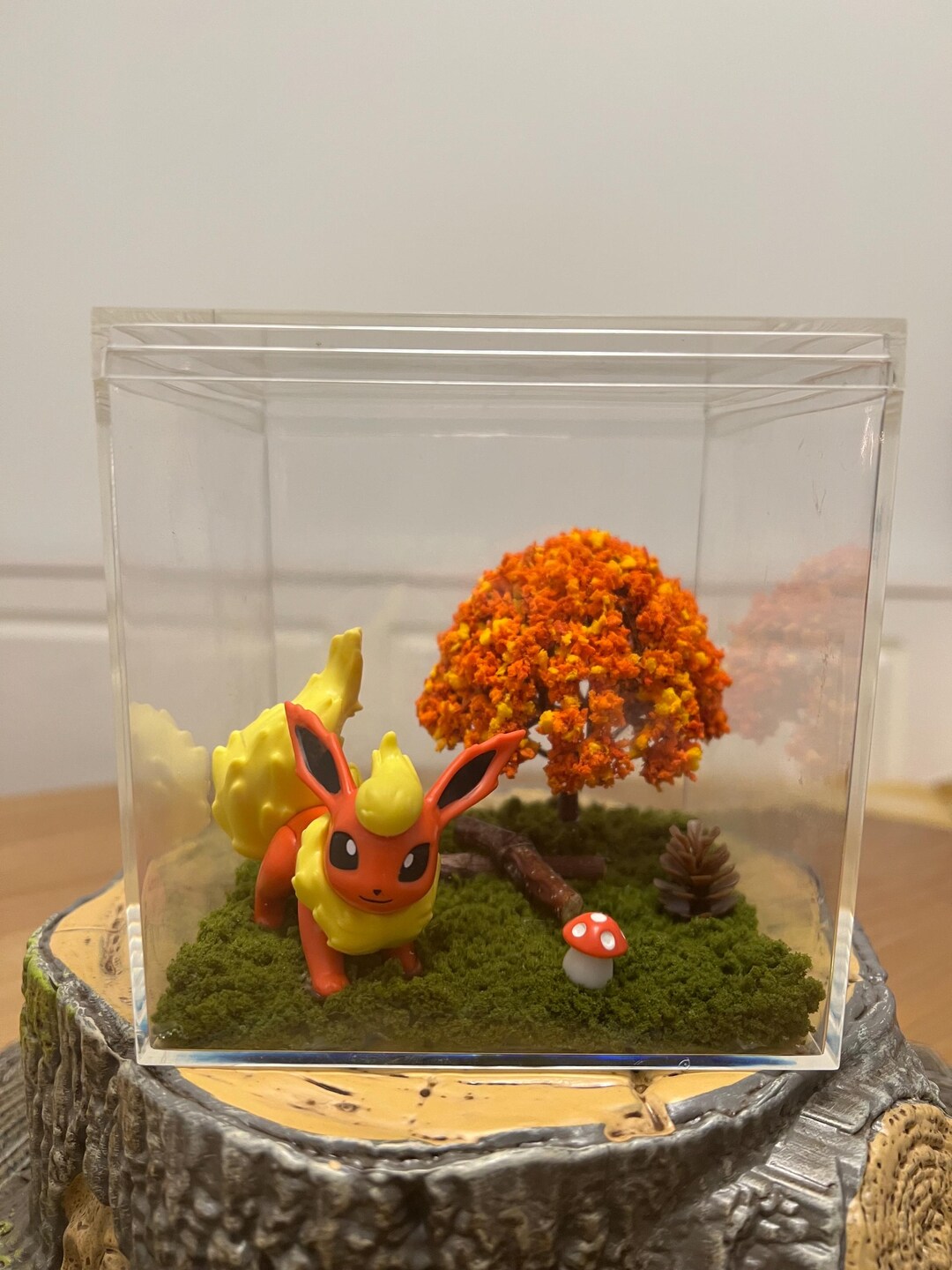 Flareon Eeveelution Forest Scene Terrarium Diorama in Plastic Display ...
