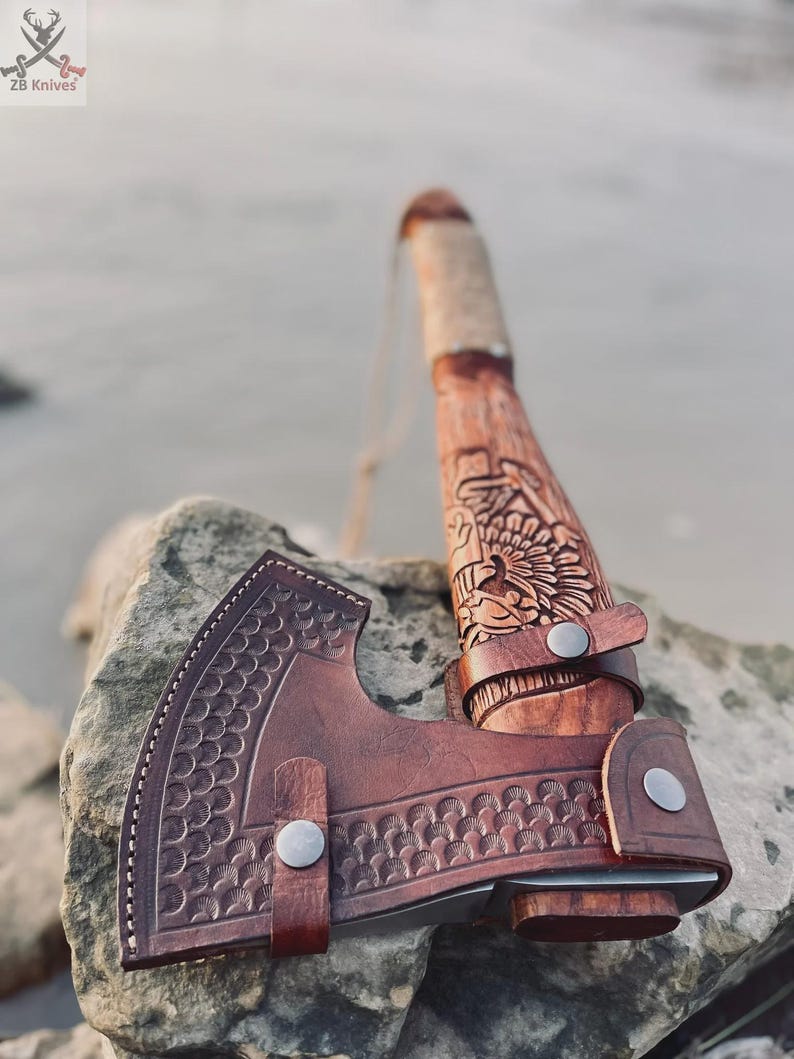 Engraved Bushcraft Axe: High Carbon Forged Steel, Wood Handle - Etsy