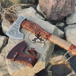 Engraved Bushcraft Axe: High Carbon Forged Steel, Wood Handle - Etsy