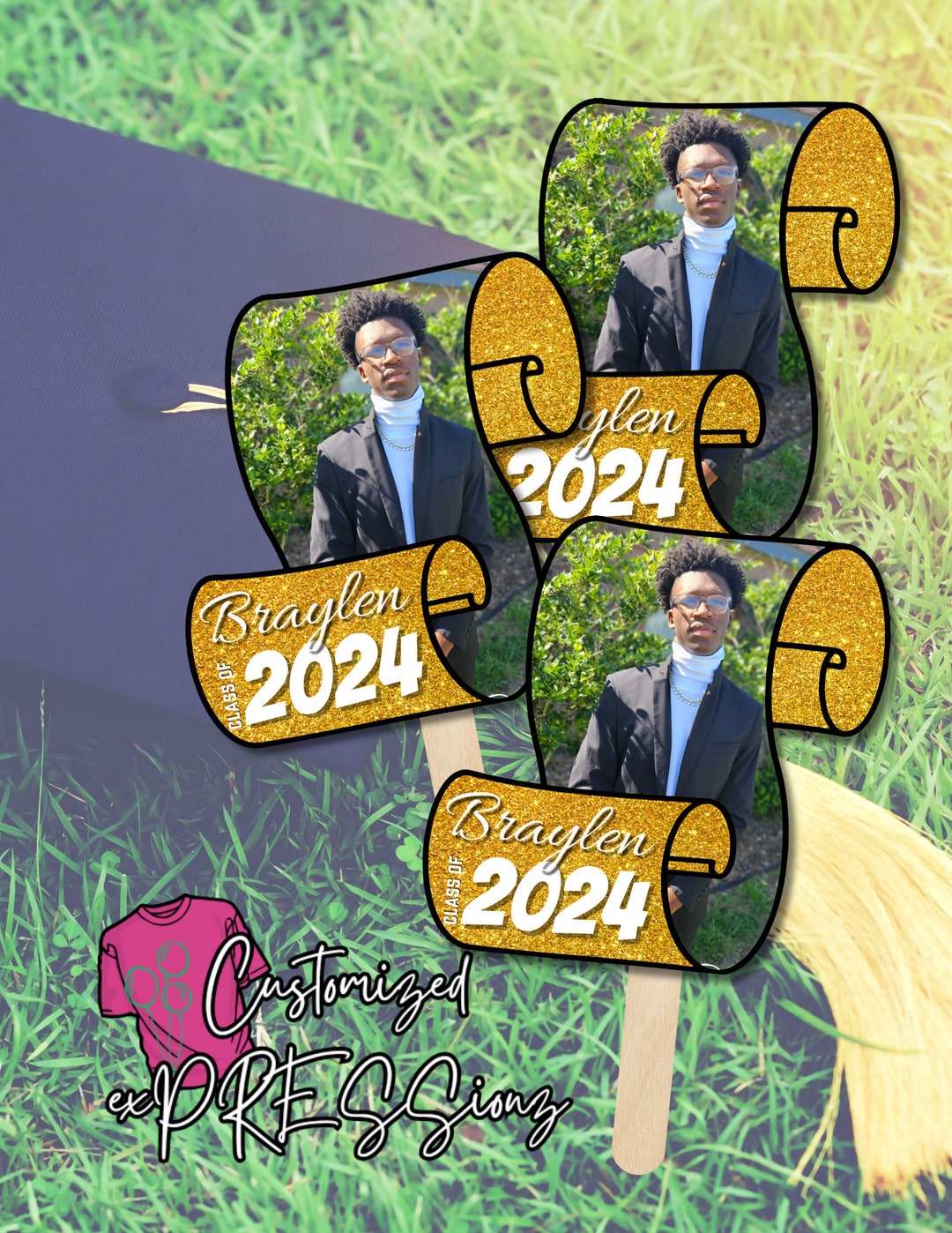 Graduation Fan, Grad Fans, Scroll Keepsake Fan, Custom Fans ...