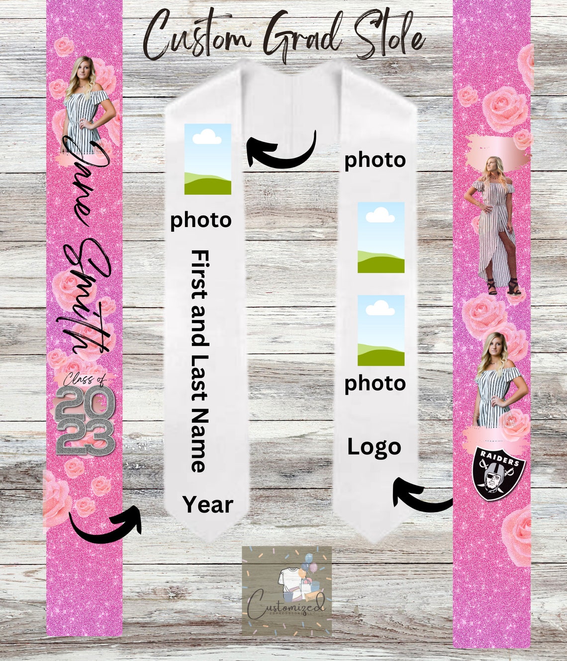 Custom Graduation Stole Pink Graduation Stole Personalized - Etsy