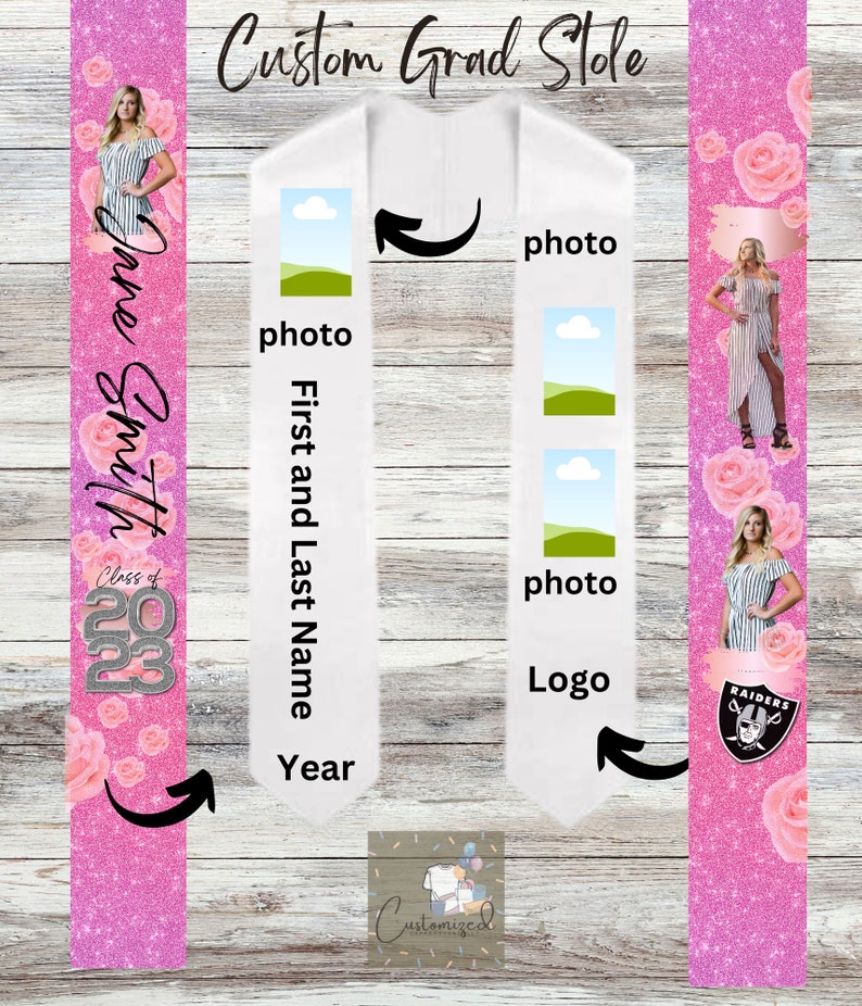 Custom Graduation Stole Pink Graduation Stole Personalized - Etsy