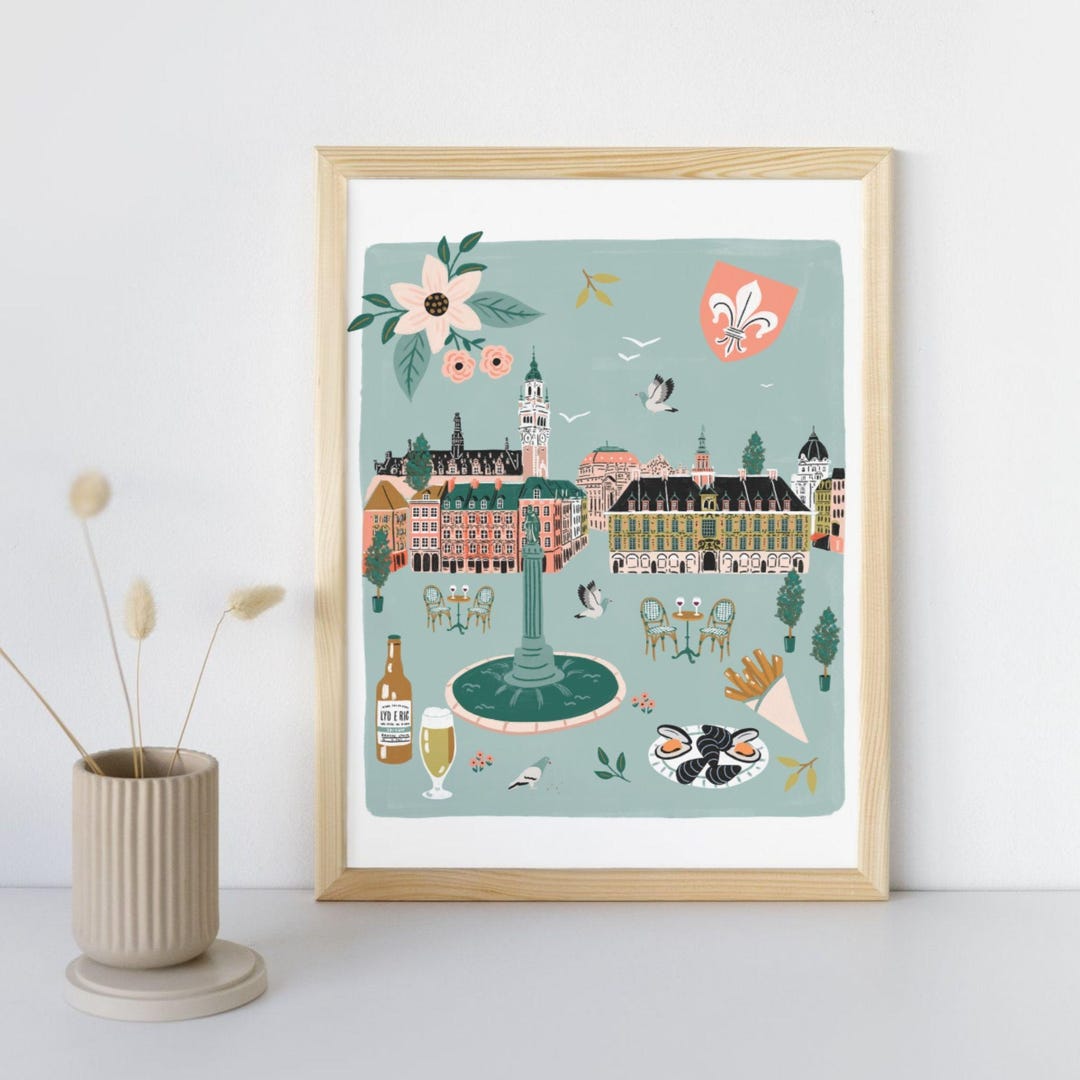 Lille A3 Illustration Poster - Etsy Australia